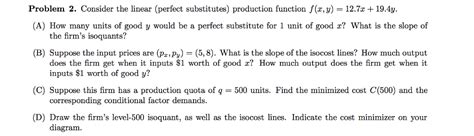 Solved Problem 2 Consider The Linear Perfect Substitutes
