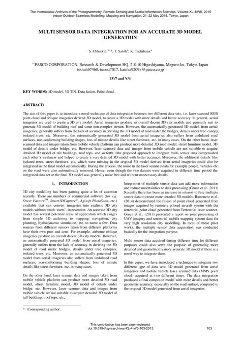 Pdf Multi Sensor Data Integration For An Accurate 3d Model Generation