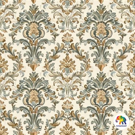 Elegant Baroque Damask Pattern With Intricate Floral And Scrollwork