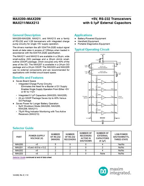 Max202 Datasheet Maxim