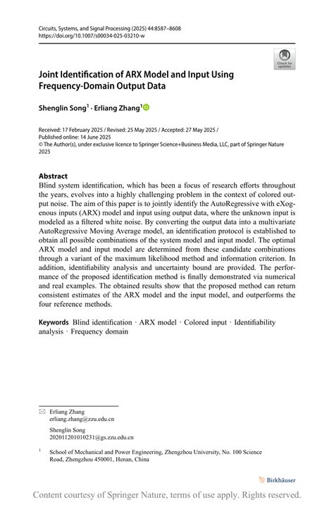 Joint Identification Of Arx Model And Input Using Frequency Domain Output Data