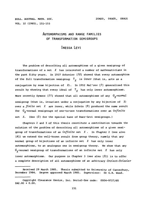 Pdf Automorphisms And Range Families Of Transformation Semigroups