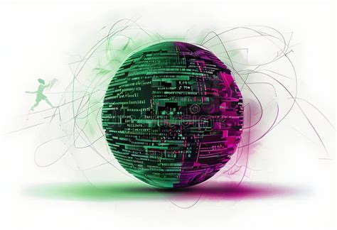 Illustration Of An Abstract Rotating Digital Sphere With Resembling Pattern Stock Illustration