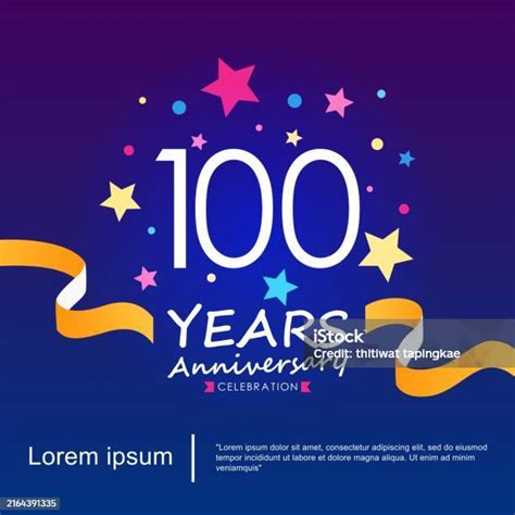 창립 100 주년 기념 엠블럼 기념일 로고는 별과 리본으로 고립되어 있습니다 전단지 전단지 브로셔 포스터 웹 초대장 또는 인사말