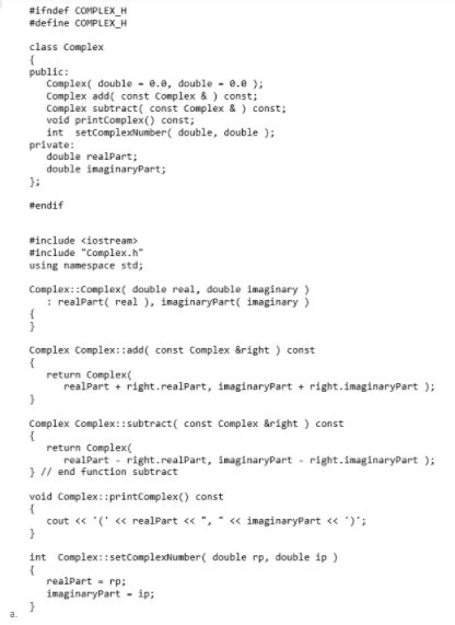 solved create a class called complex for performing