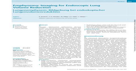 Pdf Emphysema Imaging For Endoscopic Lung Volume Reduction · Emphysema Imaging For