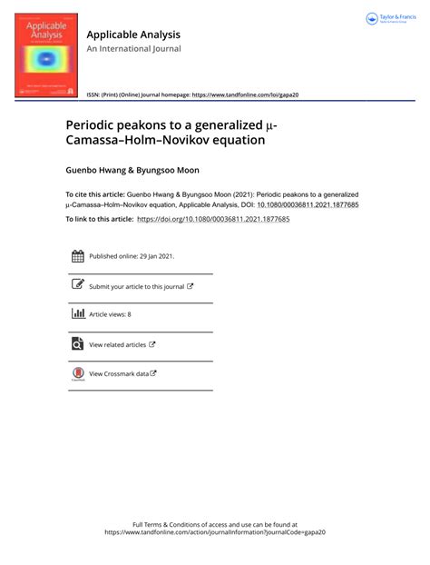 Pdf Periodic Peakons To A Generalized μ Camassa Holm Novikov Equation