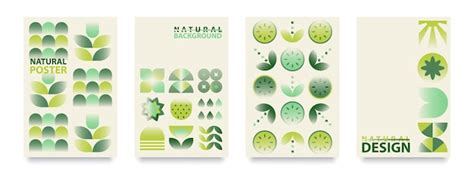 자연스러운 미니멀한 그라디언트 기하학 포스터 템플릿 유기적 수직 배경 현대 프리미엄 벡터