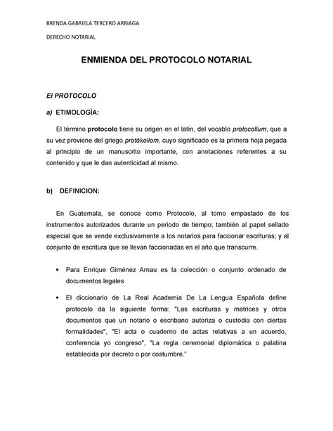 105546083 Enmienda Del Protocolo Notarial Derecho Notarial Enmienda Del Protocolo Notarial El