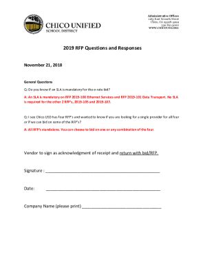 Fillable Online RFP Questions And Answers Fax Email Print PdfFiller