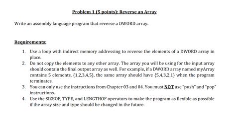 Problem 1 5 Points Reverse An Array Write An
