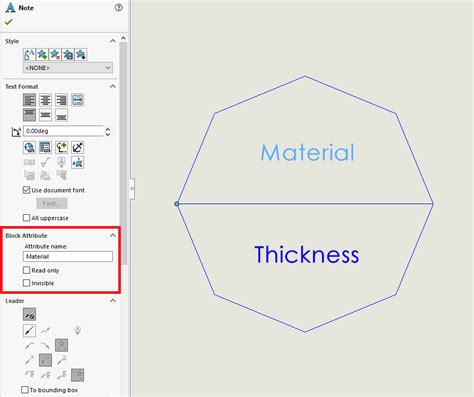 SOLIDWORKS Smart Drawing Blocks Using Attributes As Editable Text Fields