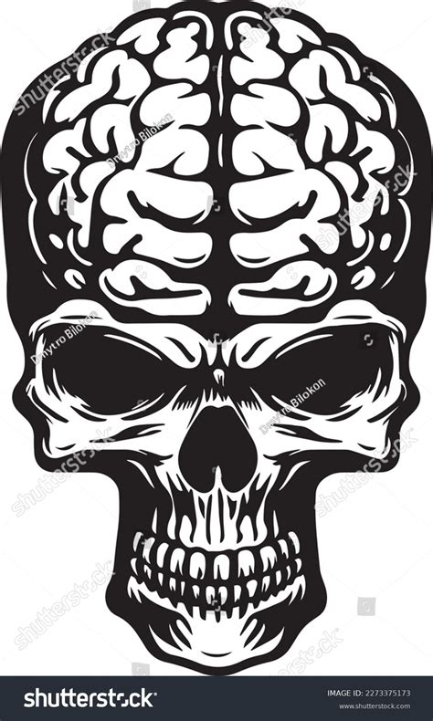Skull Head Brain Vector Art Illustration Stock Vector Royalty Free 2273375173 Shutterstock