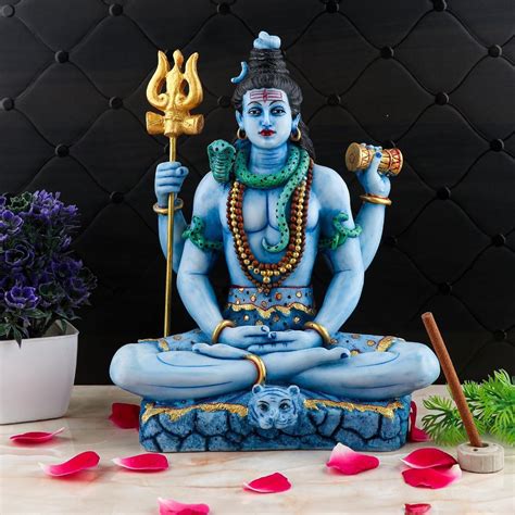 Buy Hand Printed Shiv Ji Murti Lord Shiva Statue Marble Dust Syntheric