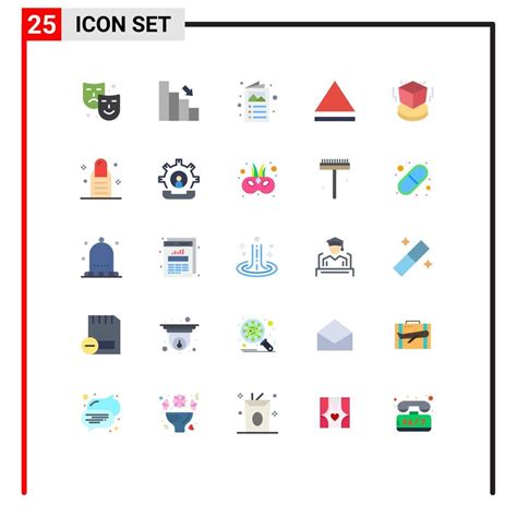Flat Color Pack Of 25 Universal Symbols Of Design Cube Finance Box Catalogue Editable Vector
