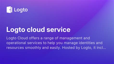 logto cloud service logto docs