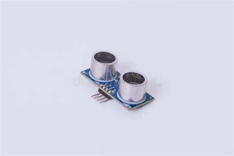 Side View Of Hc Sr04 Ultrasonic Sensor Module On White Background Stock Image Image Of