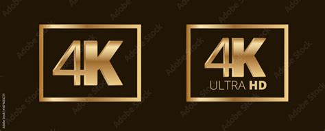 Golden 4k And 4k Ultra Hd Logos On Dark Background 素材庫向量圖 Adobe Stock