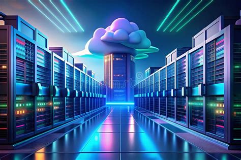 Advanced Cloud Computing Data Center A 3d Visualization Of Cuttingedge Server Racks And Network