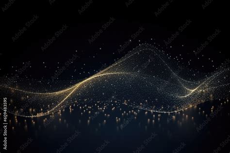 Wave Of Dots And Interweaving Of Lines Abstract Background Network Connection Structure Ai