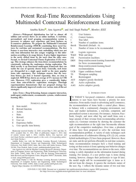 Potent Real Time Recommendations Using Multimodel Contextual