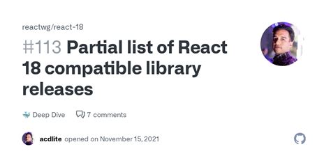 partial list of react 18 compatible library releases · reactwg react 18
