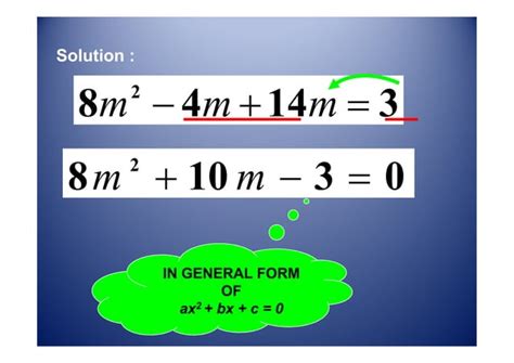 Write Quadratic Equation In General Form PPT
