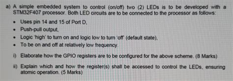 Solved A A Simple Embedded System To Control Onoff Two