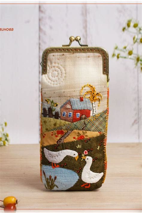 Стеганый лоскутный очечник с фермуаром японский пэчворк в интернет магазине на Ярмарке Мастеров