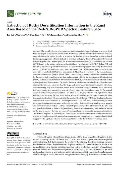 Pdf Extraction Of Rocky Desertification Information In The Karst Area Based On The Red Nir