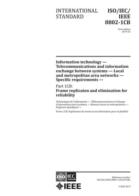 ISO IEC IEEE 8802 1CB 2019 Information Technology Telecommunications And Information Exchange