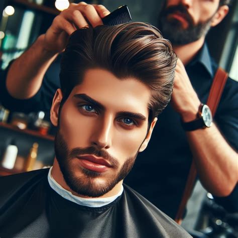 Premium Photo A Man Is Cutting His Hair With A Comb And A Beard