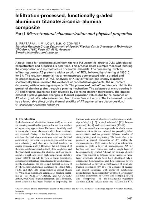 Pdf Infiltration Processed Functionally Graded Aluminium Titanatezirconiaalumina