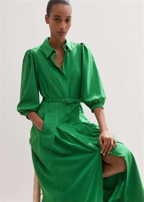 Womens Green Shirt Maxi Dress Meem