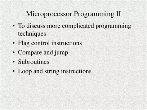 Ppt Microprocessor Programming Ii Powerpoint Presentation Free