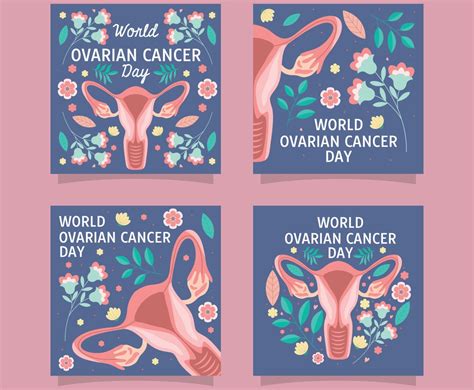 World Ovarian Cancer Day Card Set Vector Art And Graphics