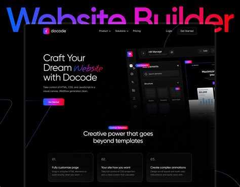 no code website builder landing page behance