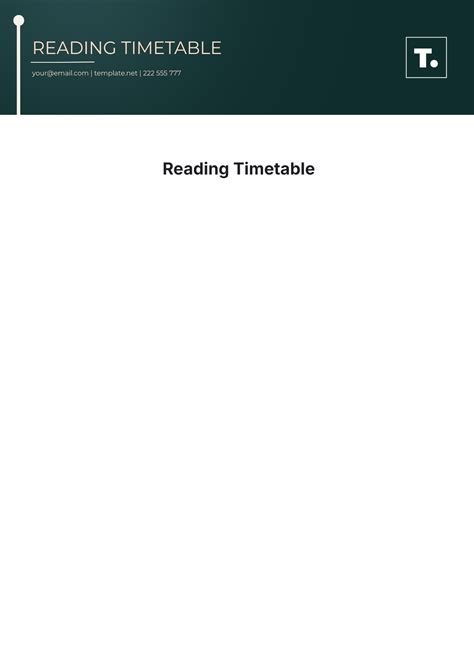 Free Reading Timetable Template To Edit Online