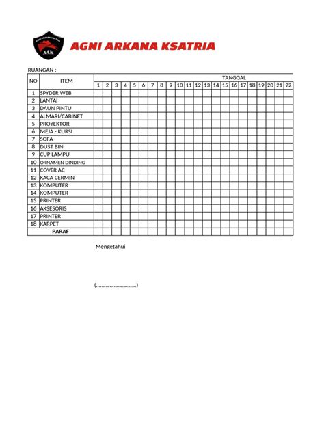 Ceklis Ruangan Pdf