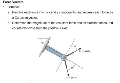 solved force vectors 1 situation a resolve each force