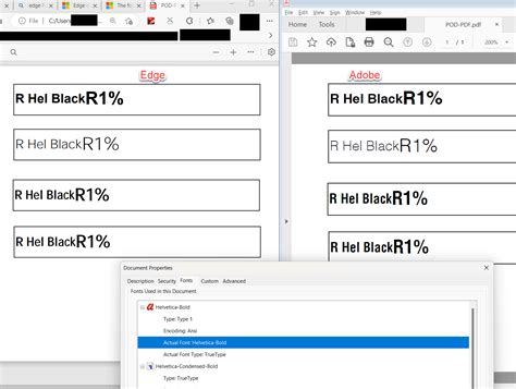 open pdf file with helvetica in ms edge bulid in pdf viewer issue