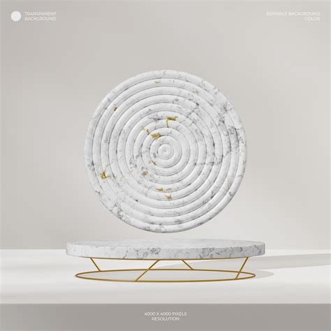 Premium Psd Marble Top Table Podium In Square Floating Circle Shape 3d Rendering Of