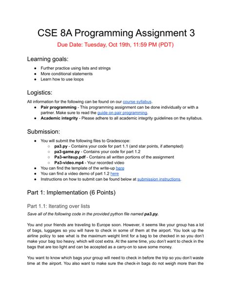 CSE A Programming Assignment