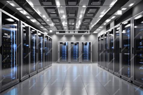 Premium Ai Image Network And Internet Communication Technology Concept Data Center Interior