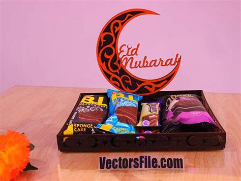 Laser Cut Wooden Eid Mubarak T Tray Cdr And Dxf Vector File Vectors File