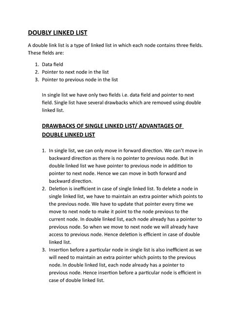 Doubly Linked List DOUBLY LINKED LIST A Double Link List Is A Type Of Linked List In Which