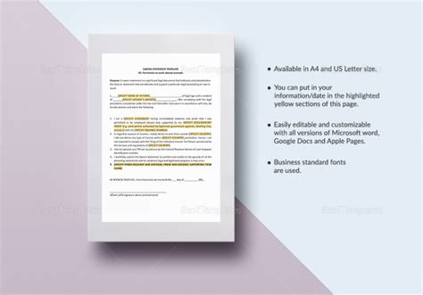 Sworn Statement Template In Word Google Docs Apple Pages