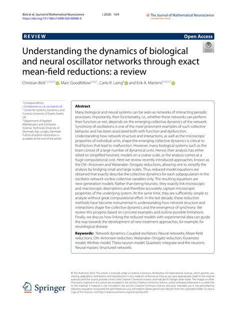 Pdf Understanding Synchrony Patterns In Biological And Neural Oscillator Networks Through Mean