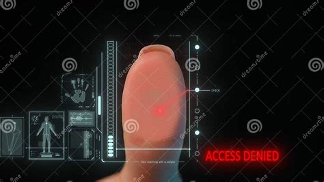 Woman Thumb Finger Touching Glass Screen Panel And Activating Holographic Safety Interface