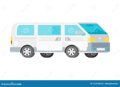 Vector Passenger Mini Van In Flat Style Stock Vector Illustration Of